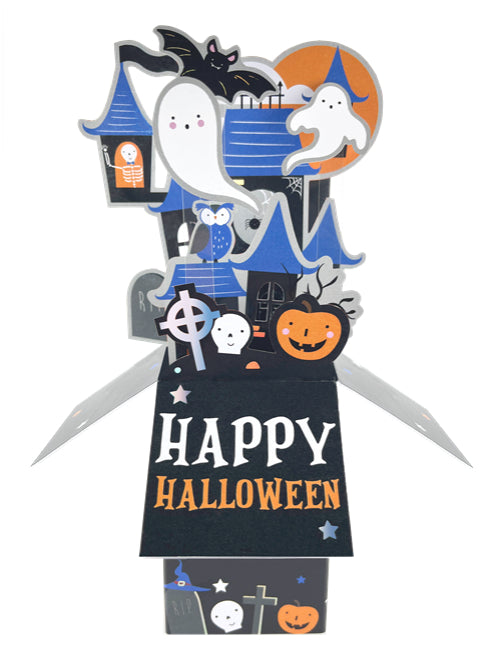 Haunted House Pop Up Halloween Card 3D Clever Cubes Greeting Card ...