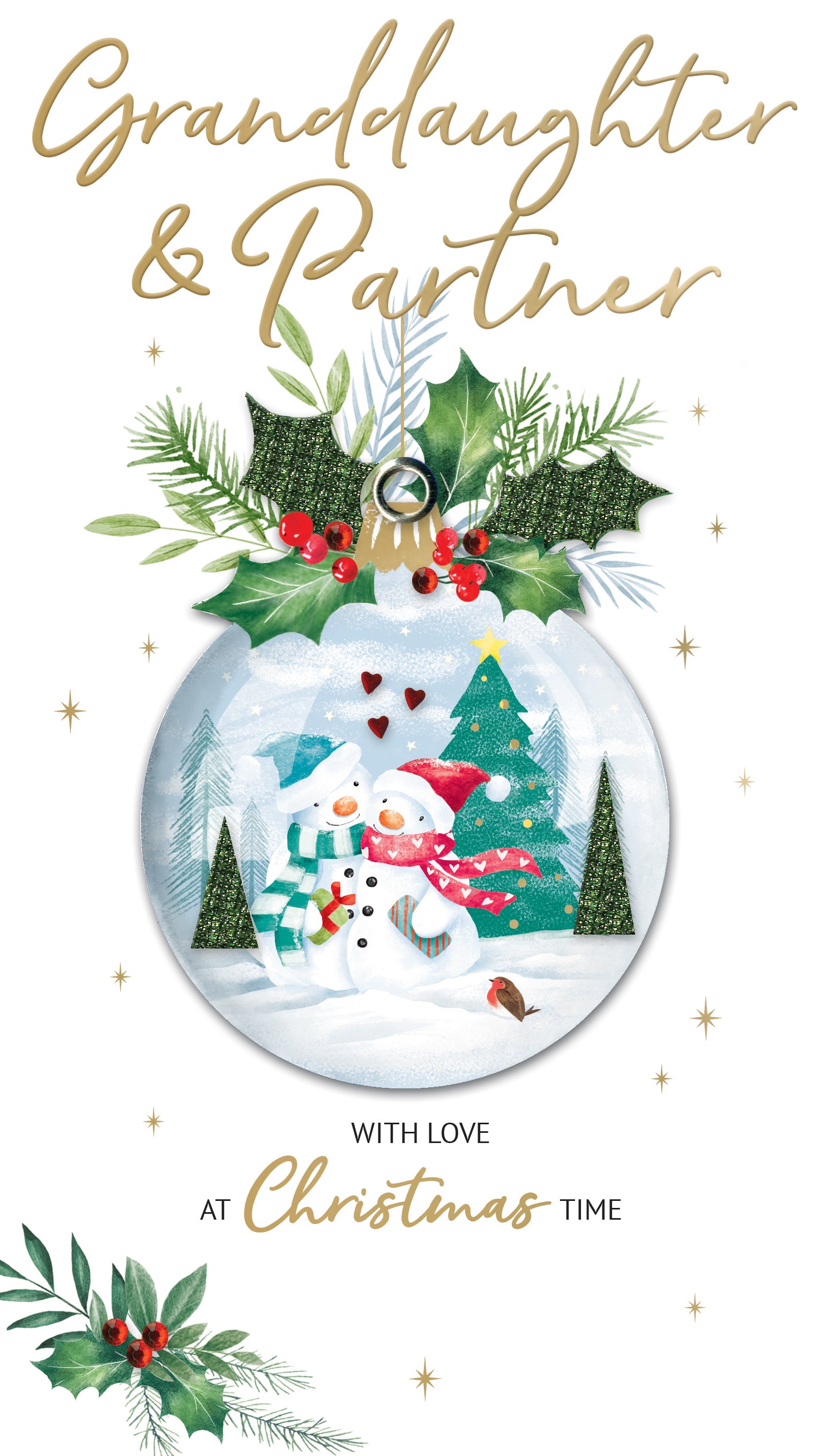 Granddaughter & Partner Embellished Christmas Card Hand-Finished – Love ...