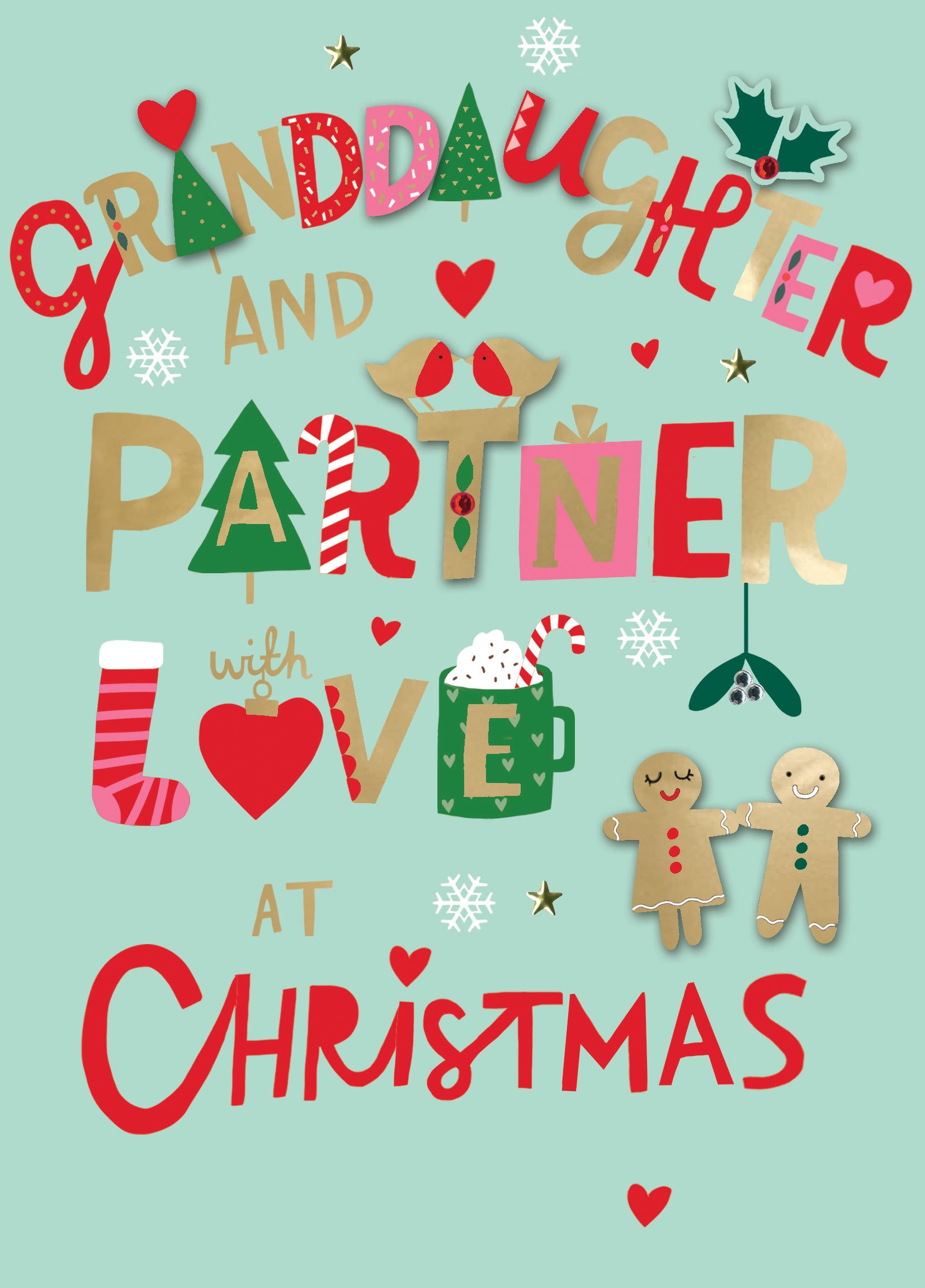 Granddaughter & Partner Fun Hand-Finished Christmas Card – Love Kate's