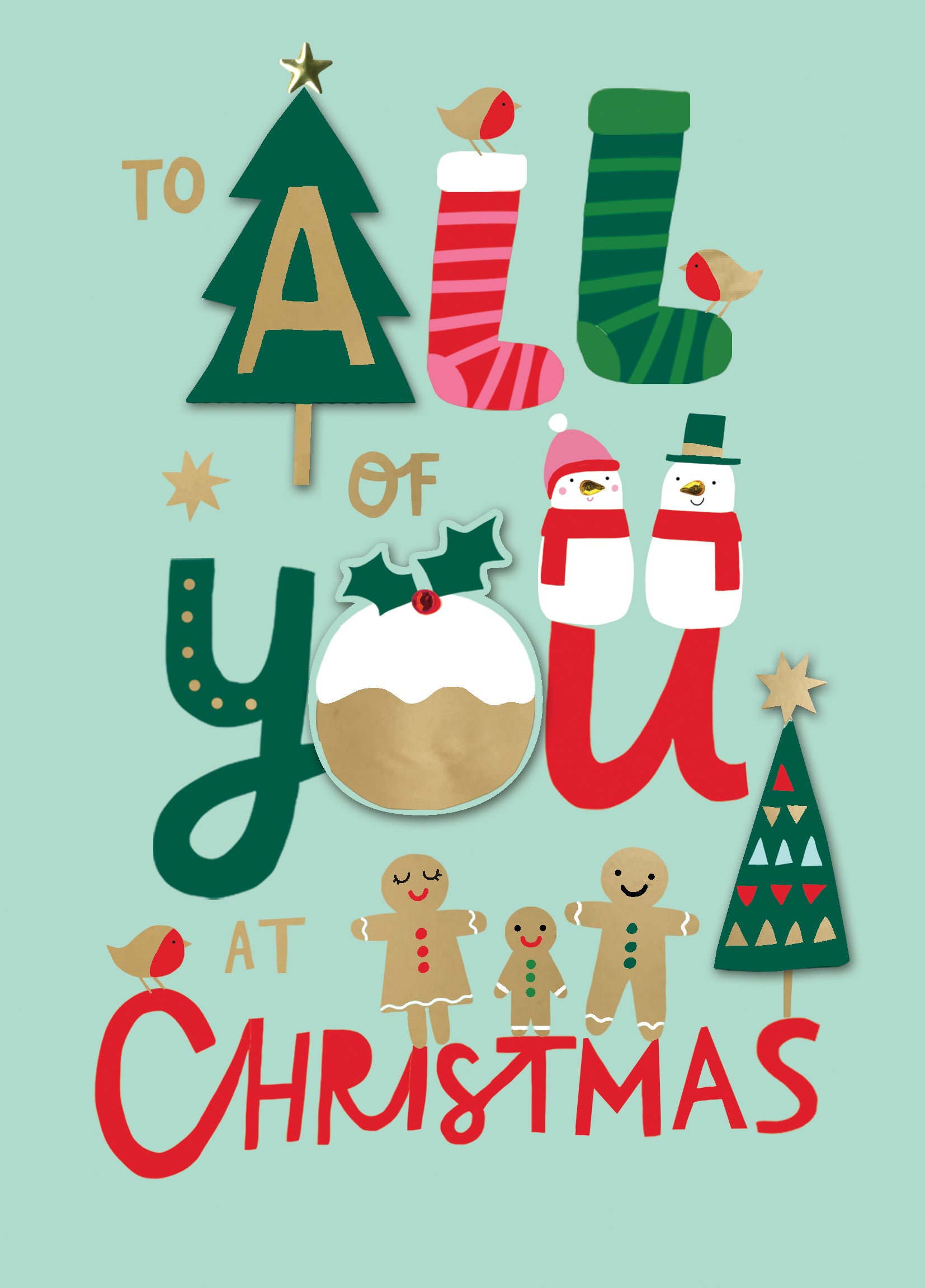 To All Of You At Christmas Fun Hand-Finished Christmas Card – Love Kate's