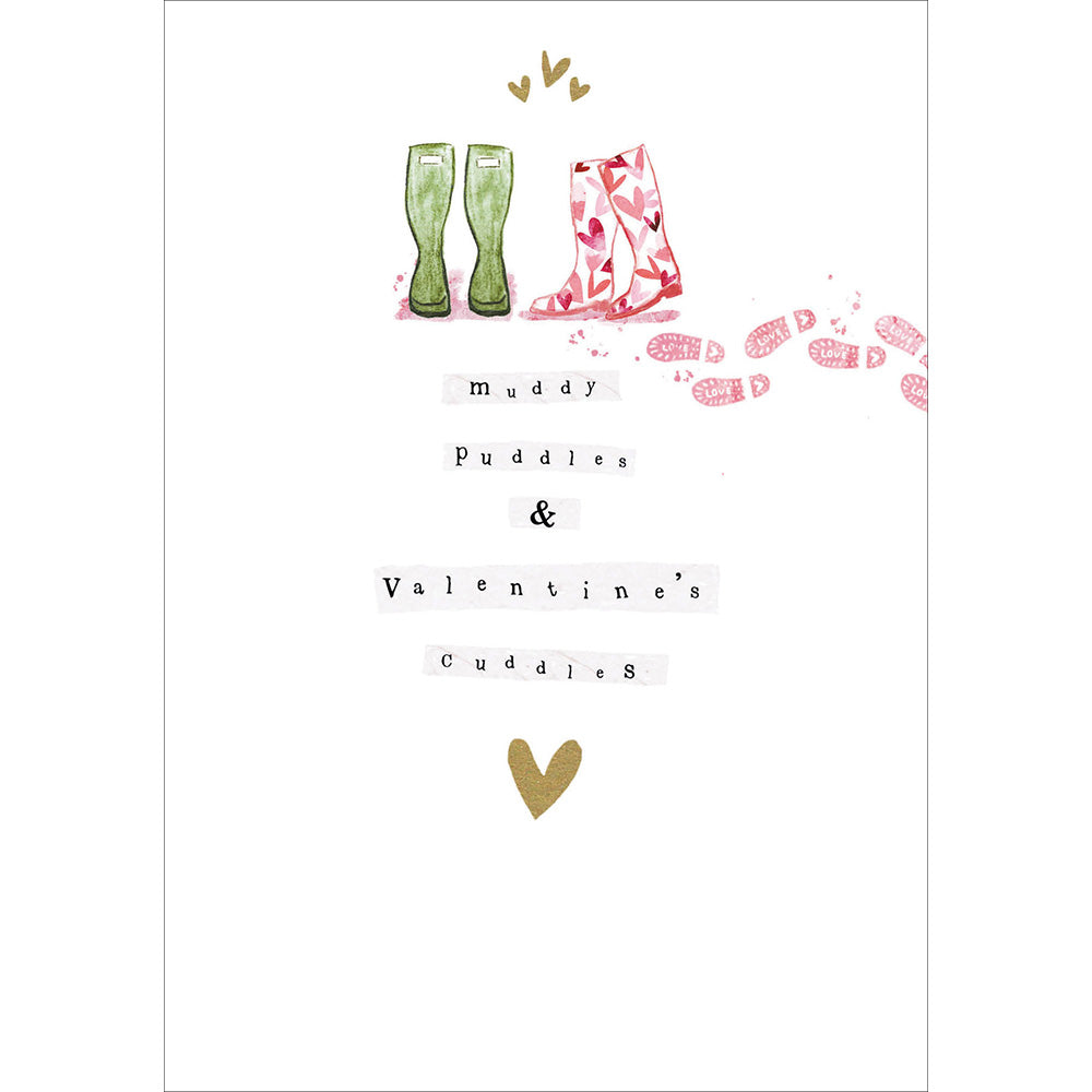 Muddy Puddles & Cuddles Wellies Foiled Valentine's Day Card – Love Kate's