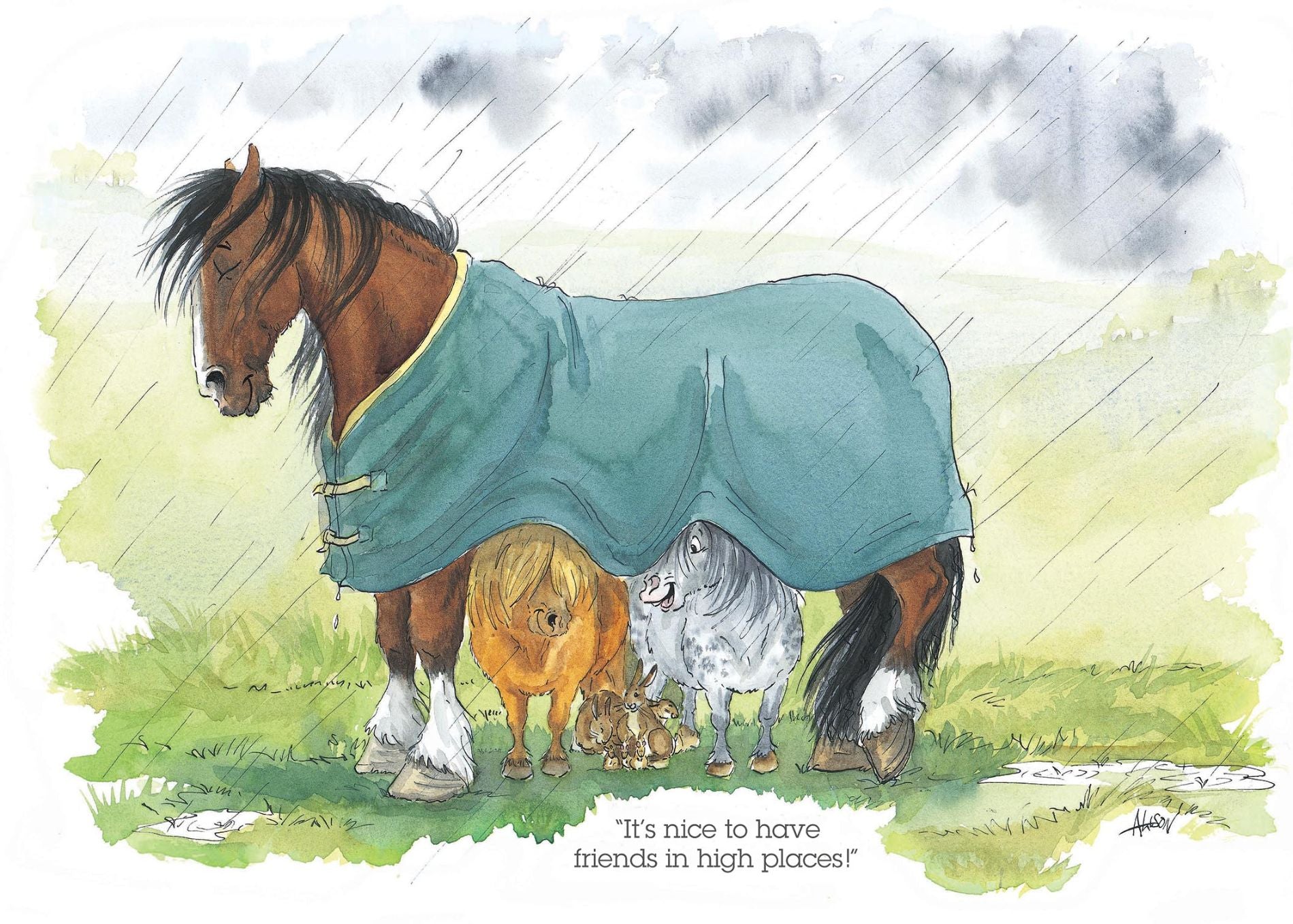 Friends In High Places Big Horse Alison's Animals Cartoon Greeting Car ...
