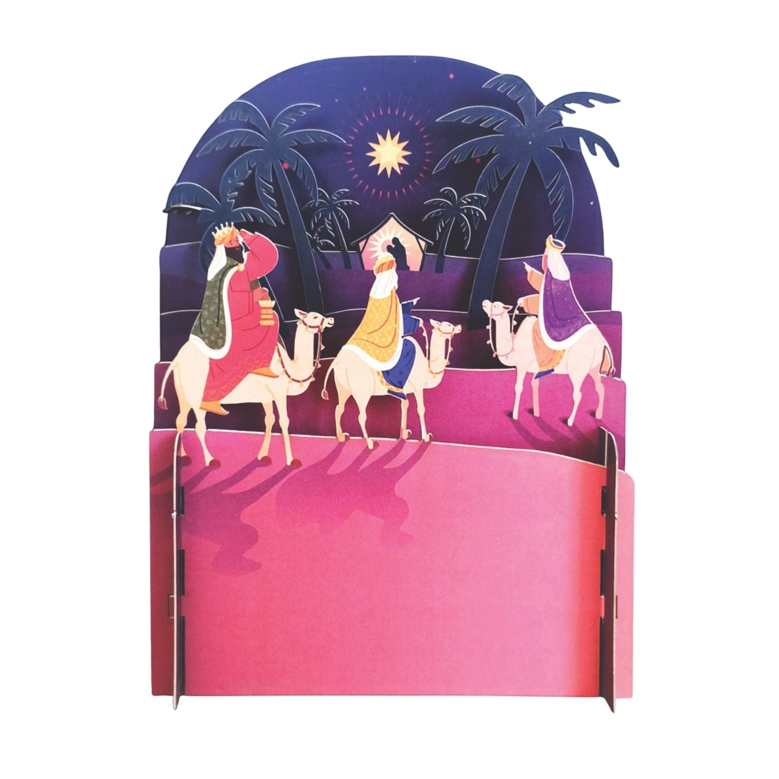 Pop Up 3D Christmas Card Religious Three Kings Freestanding Xmas Greet ...