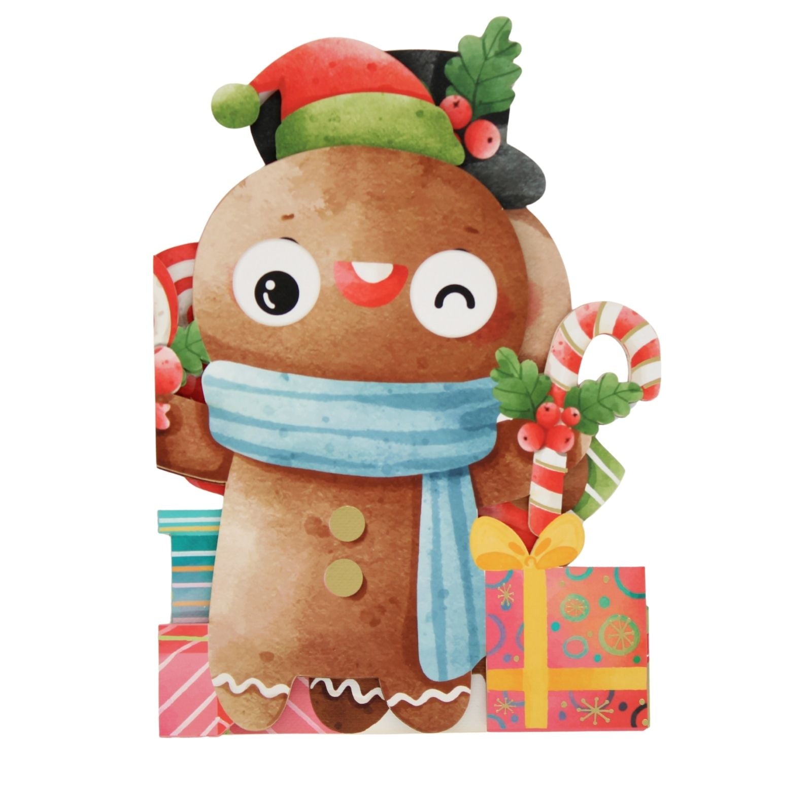 Cute Christmas Card Gingerbread Man Fun Jiggly Eyes Xmas Greeting Card ...