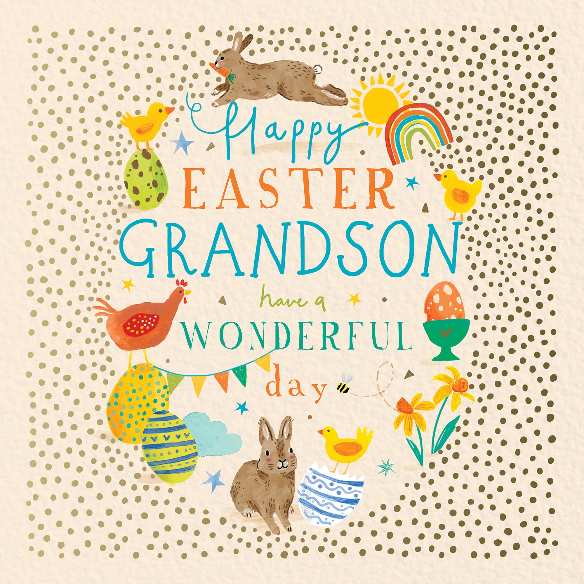 Happy Easter Grandson Eggscellent Bunnies Artistic Easter Greeting Car ...