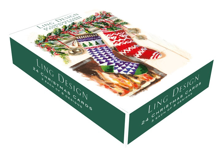 Box Of 24 Assorted Christmas Cards Traditional Cosy Xmas Card Boxes ...