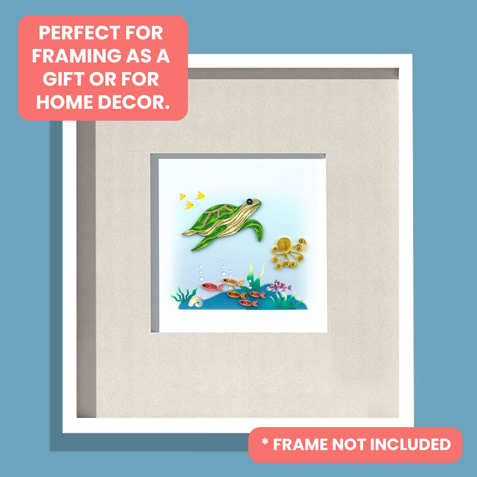 Quilling Green Sea Turtle Sea Safari Adventure Hand-Finished Art Greet ...