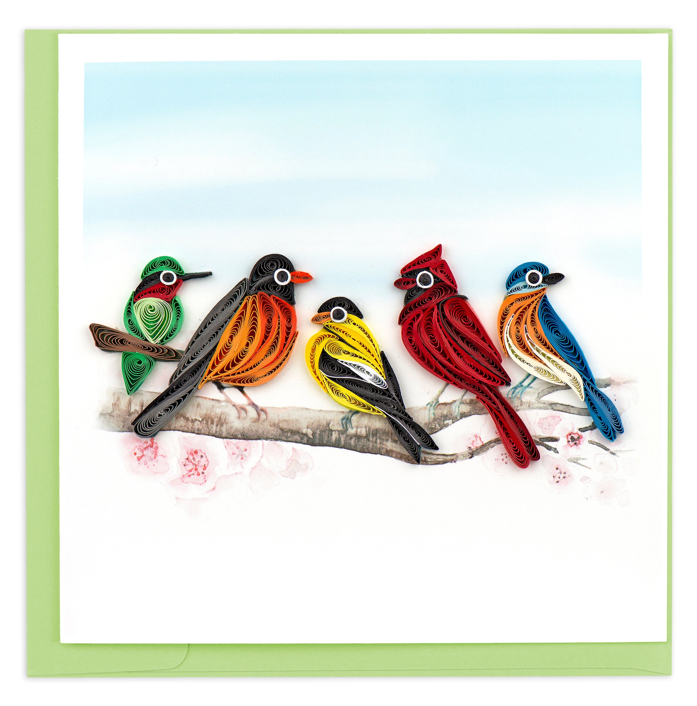 Quilling Five Colourful Perched Songbirds Birdy Band Hand-Finished Gre ...
