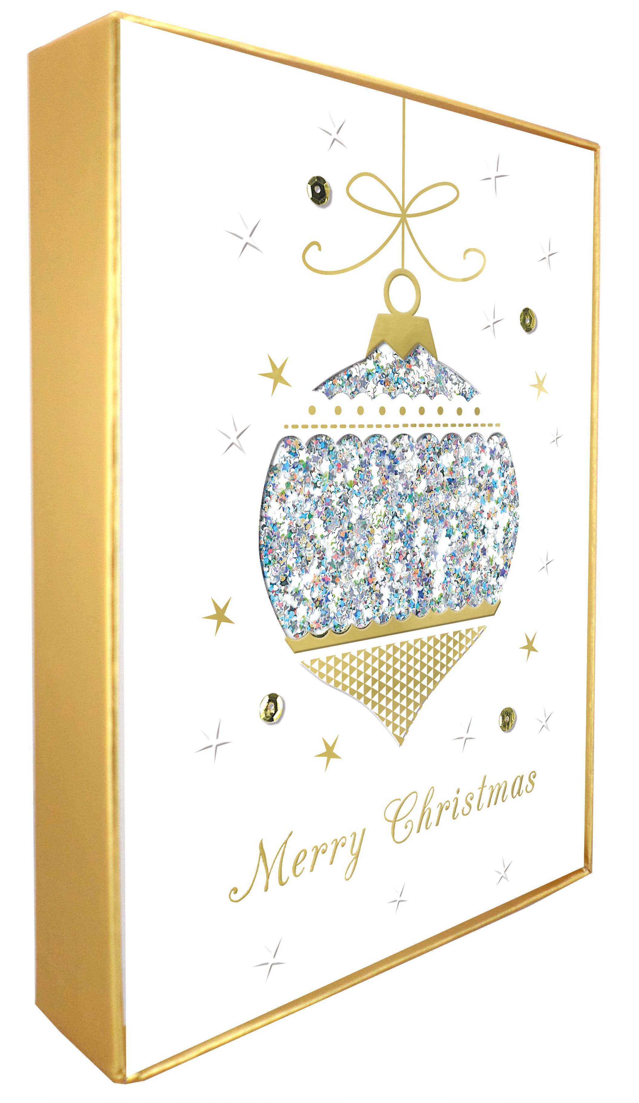 Box Of 5 Winter Glow Merry Christmas Bauble Hand-Finished Christmas Ca ...