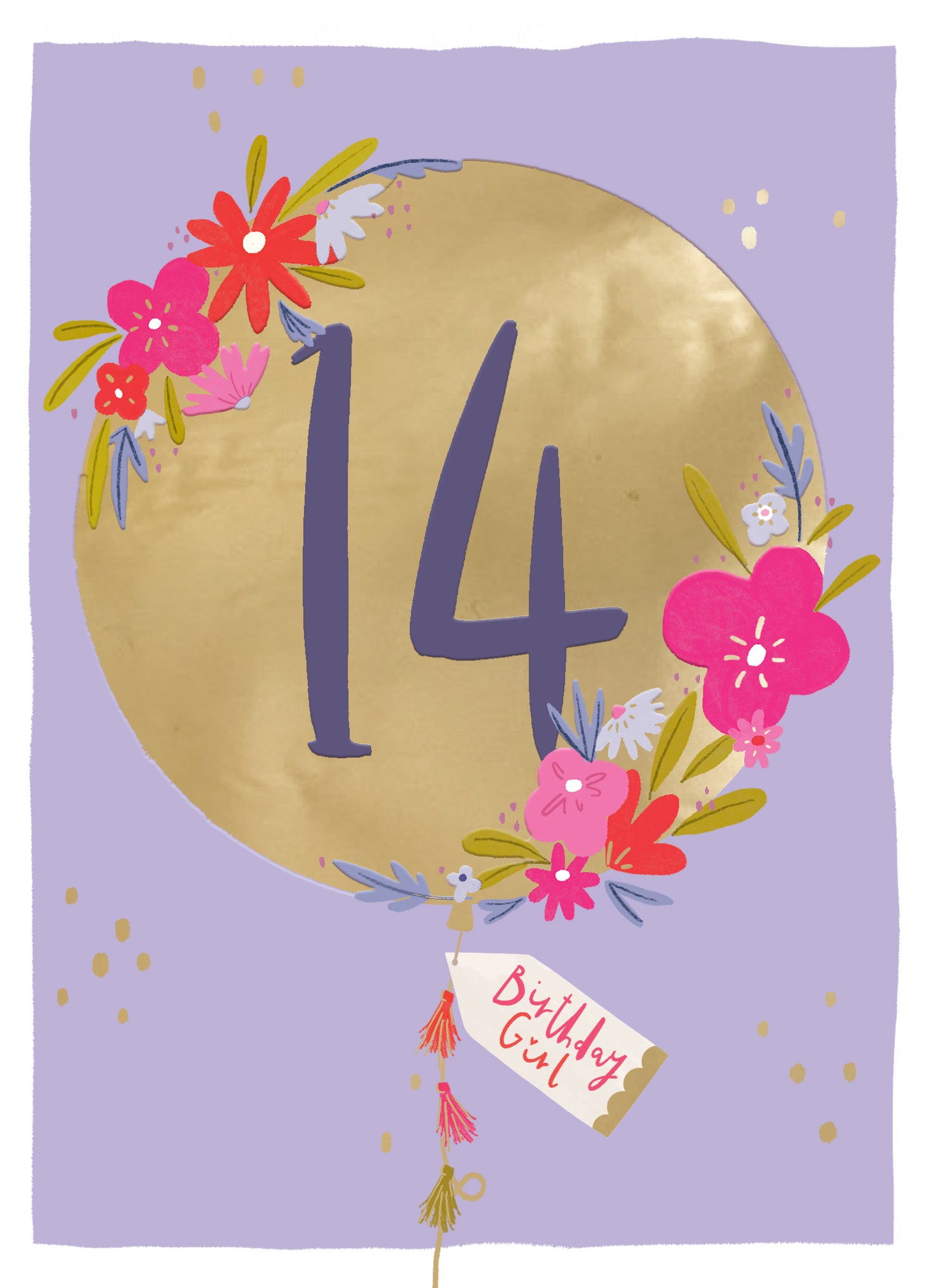 Age 14 Birthday Girl 14th Bloom-Tastic Fun! Contemporary Birthday Card ...