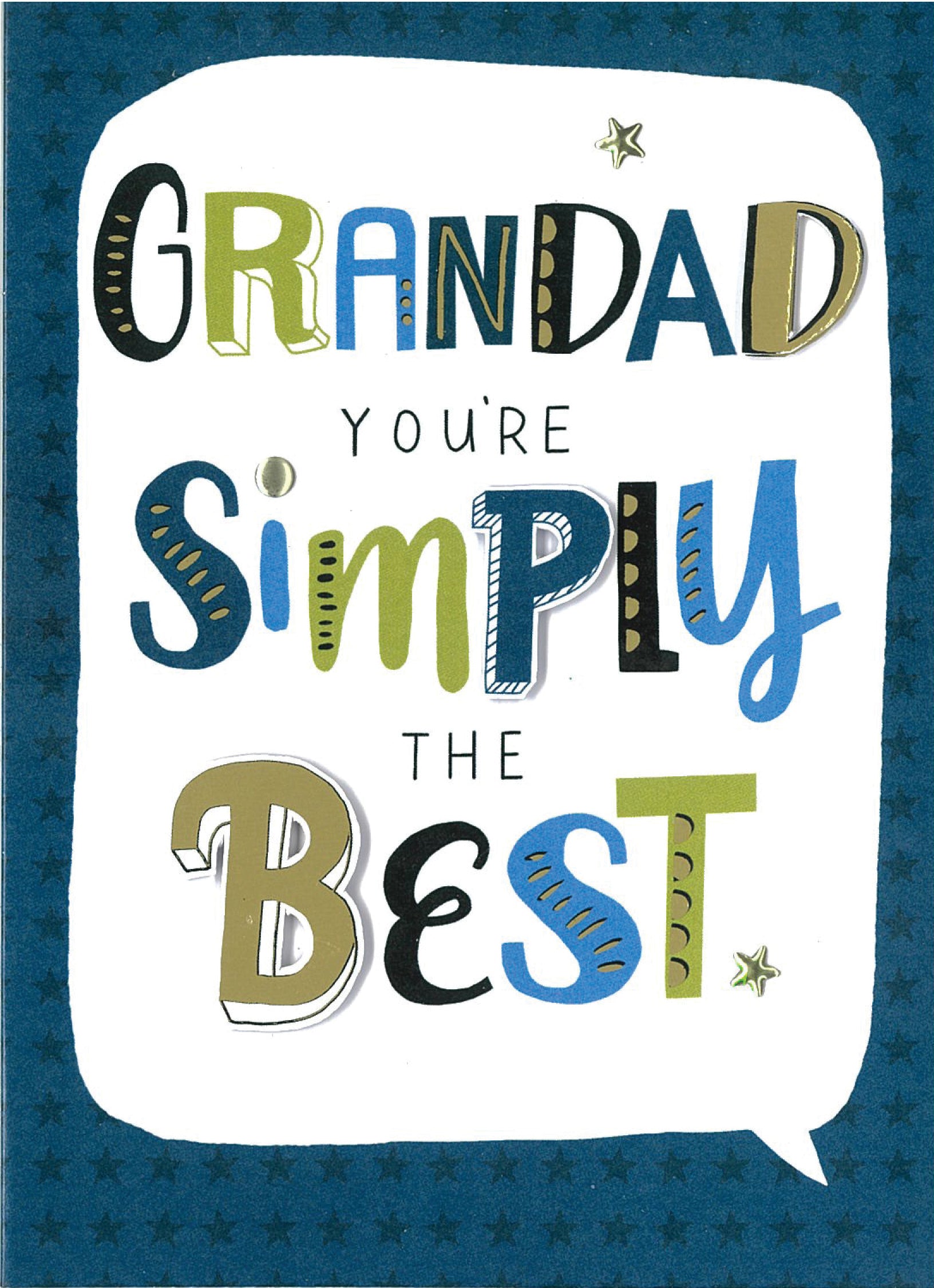Grandad Simply The Best Grandfather Embellished Father's Day Greeting ...