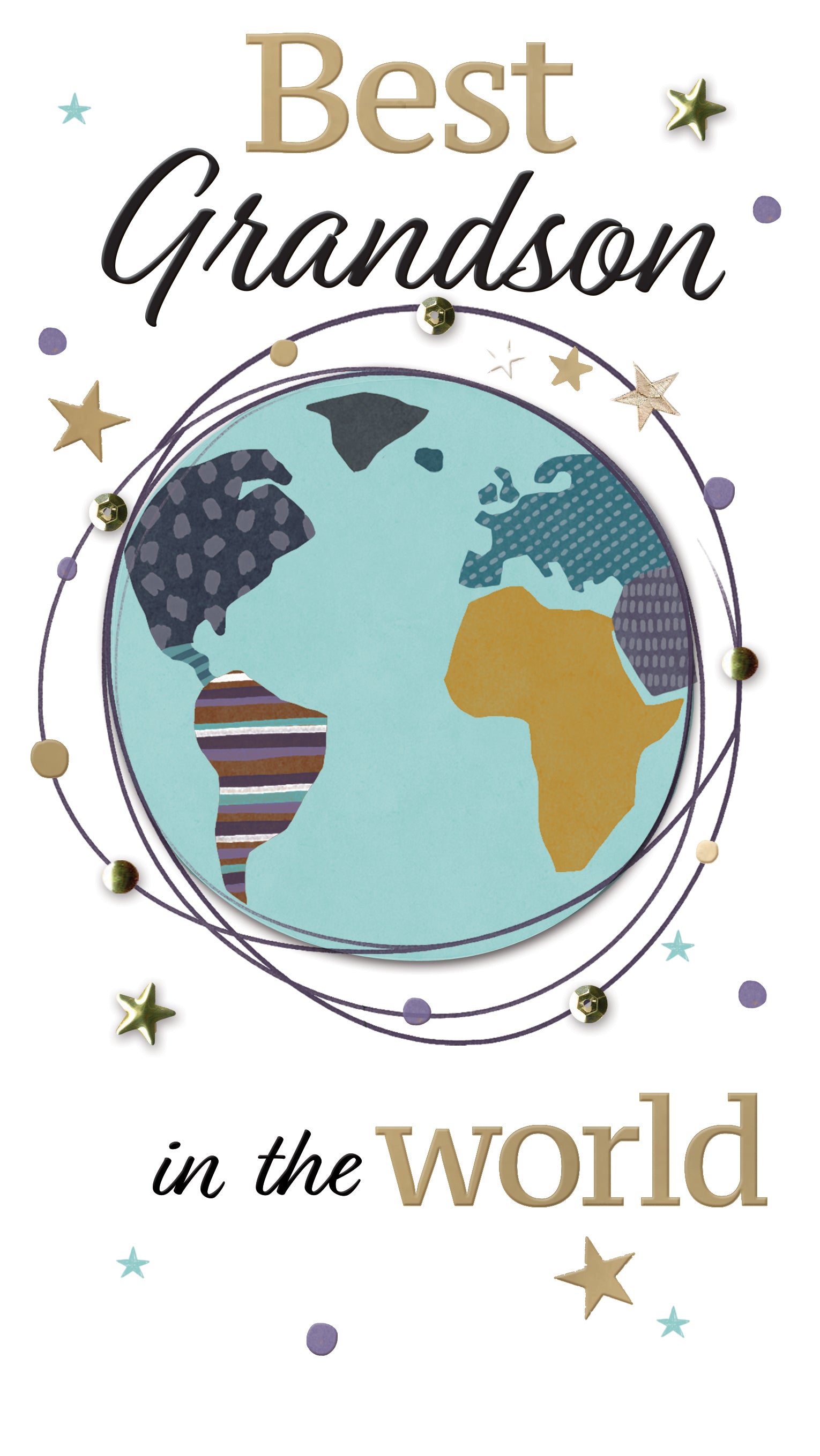 Best Grandson In The World Hand-Finished Champagne Birthday Card – Love ...