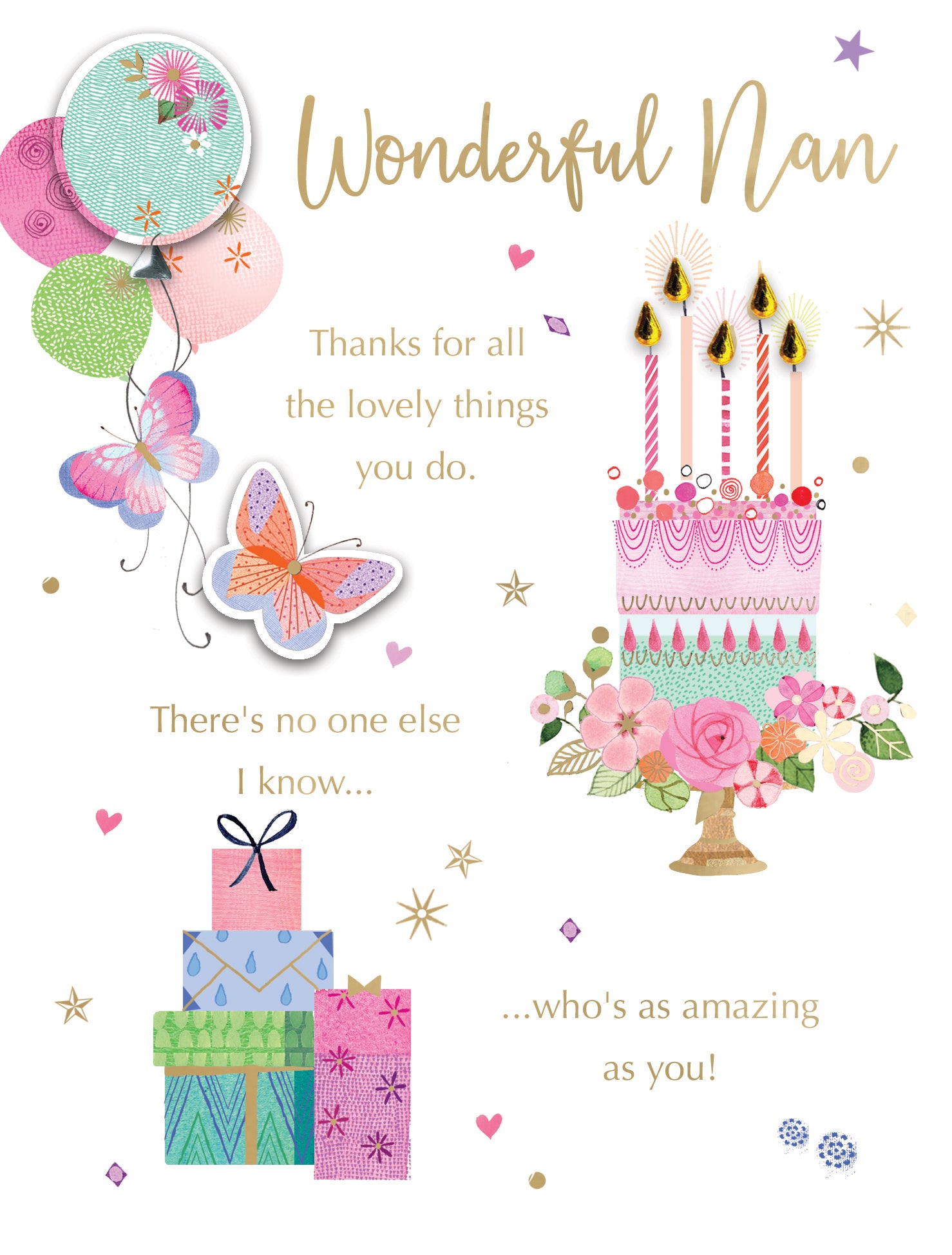 Wonderful Nan Celebrate Joyfully! Hand-Finished Birthday Greeting Card ...