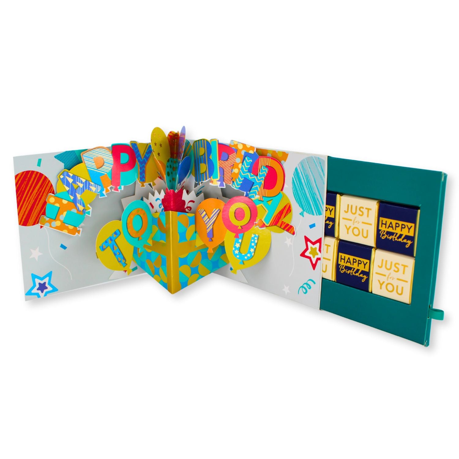 Celebration Pop Up Birthday Card With Chocolate Treat Tray Surprise Ca ...