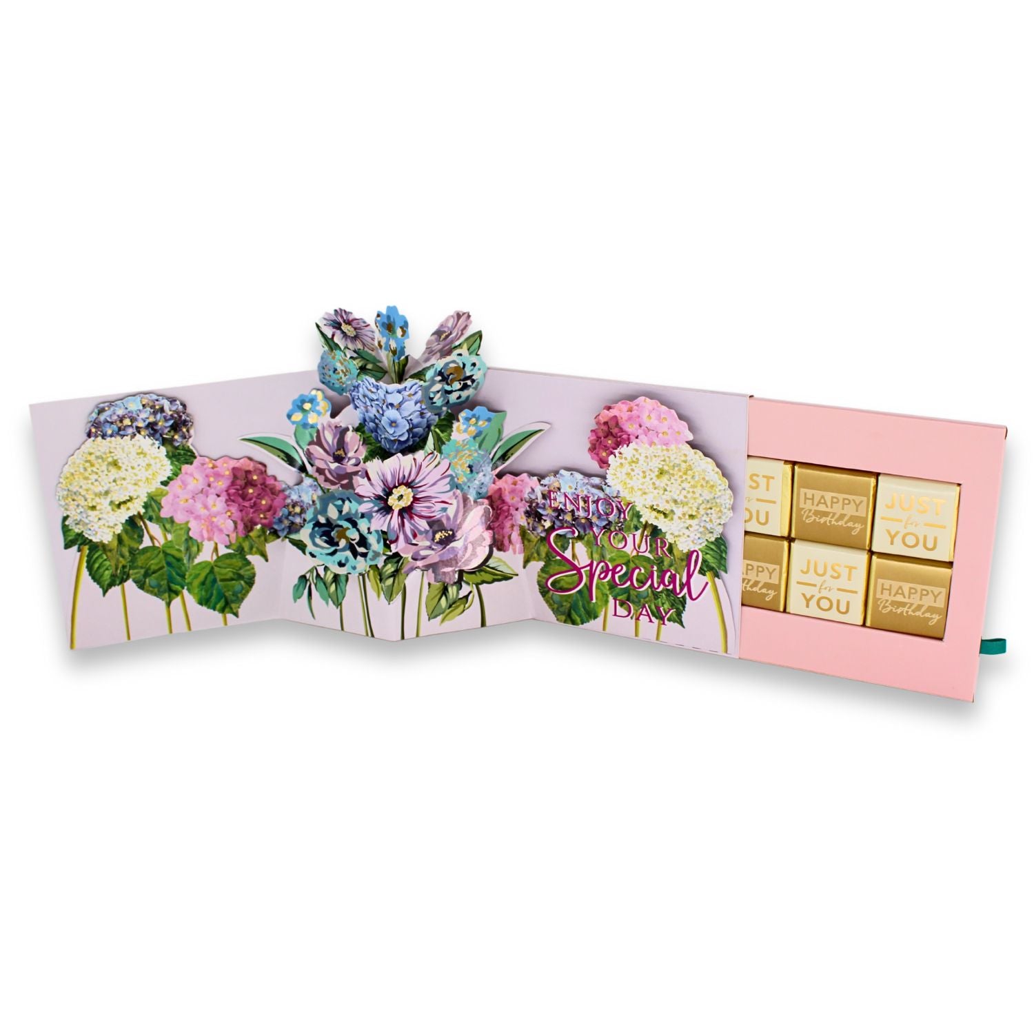 Blooming Pop Up Birthday Card With Chocolate Treat Tray Surprise Card ...