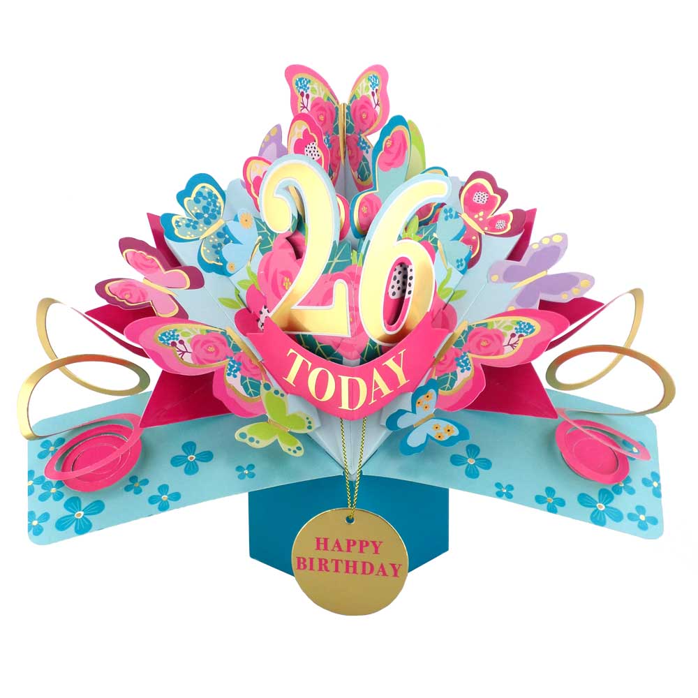 26 Today Happy 26th Birthday Pop Up Greeting Card – Love Kate's