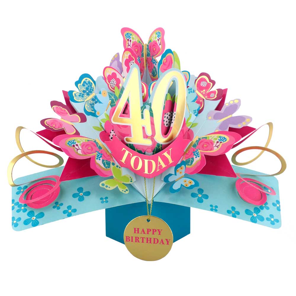 40 Today Happy 40th Birthday Pop Up Greeting Card – Love Kate's