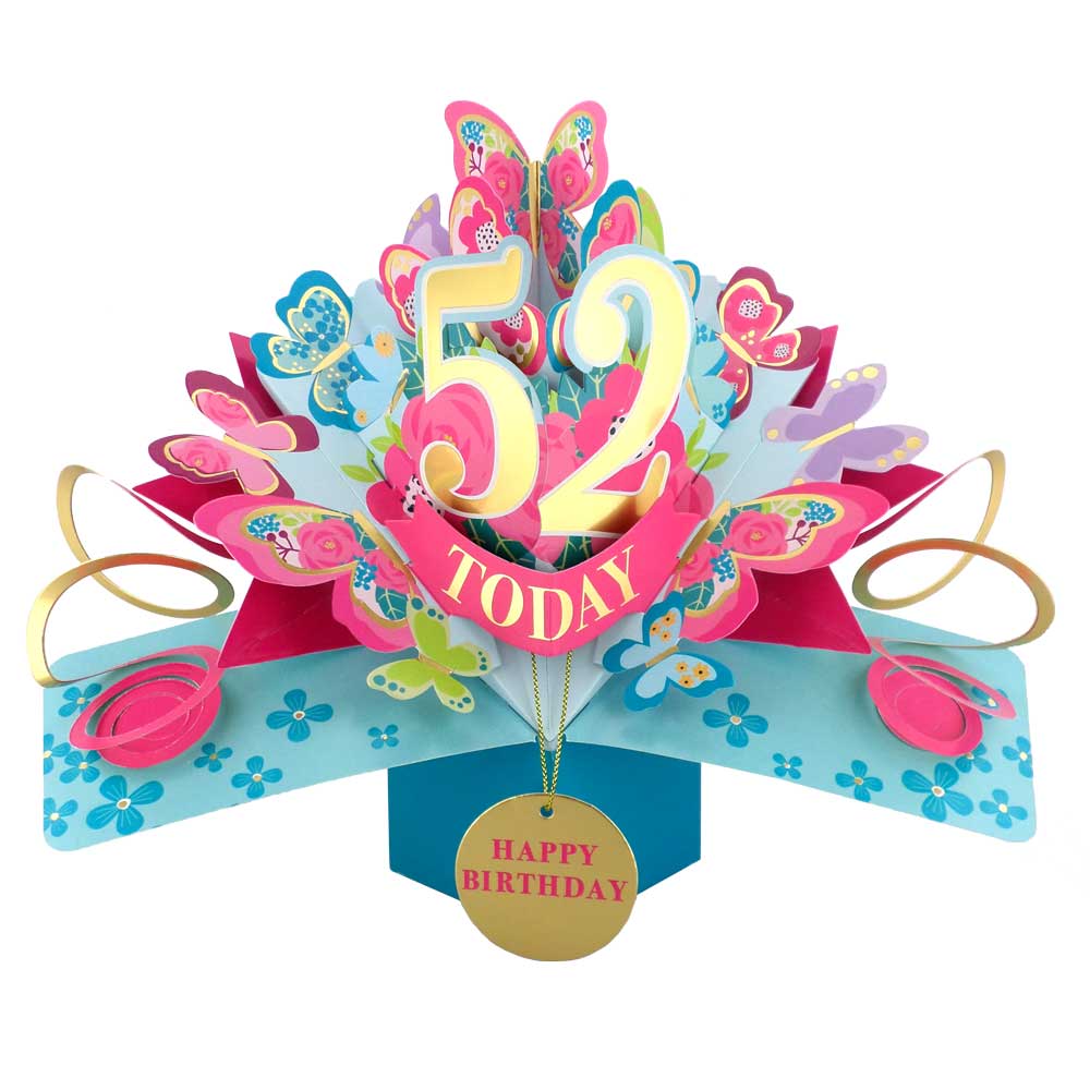 52 Today Happy 52nd Birthday Pop Up Greeting Card – Love Kate's