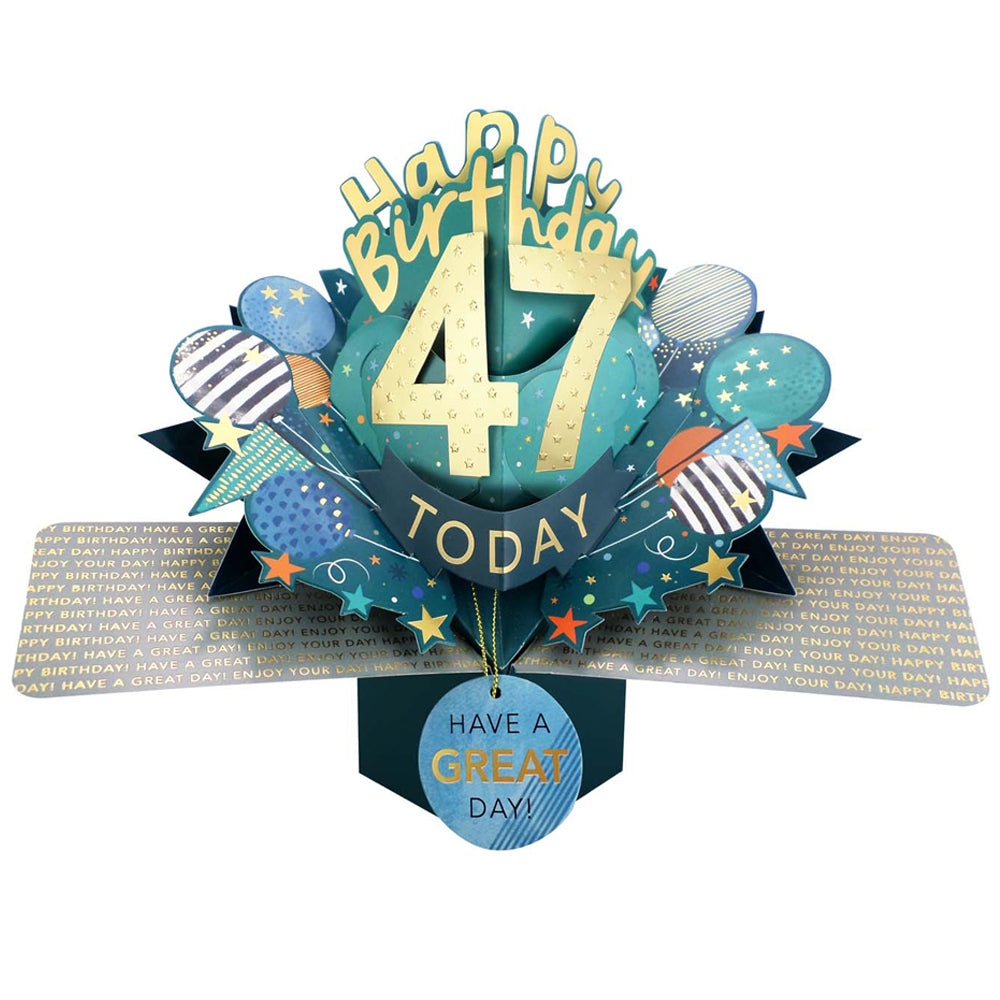 47 Today Happy 47th Birthday Pop Up Greeting Card – Love Kate's