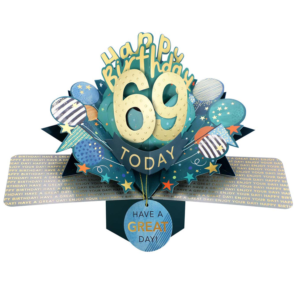 69 Today Happy 69th Birthday Pop Up Greeting Card – Love Kate's