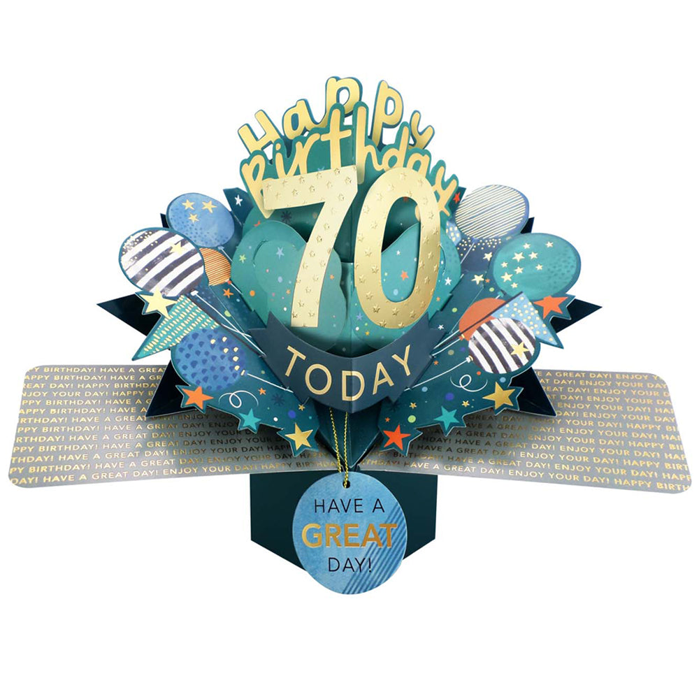 70 Today Happy 70th Birthday Pop Up Greeting Card – Love Kate's