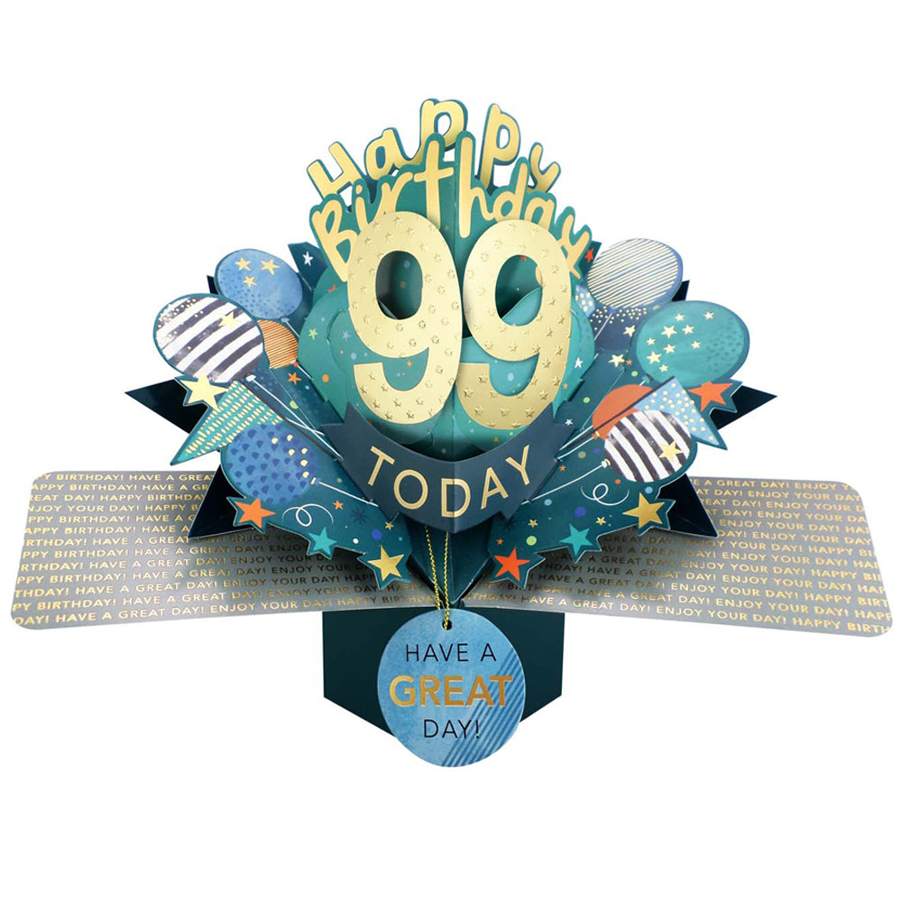 99 Today Happy 99th Birthday Pop Up Greeting Card – Love Kate's