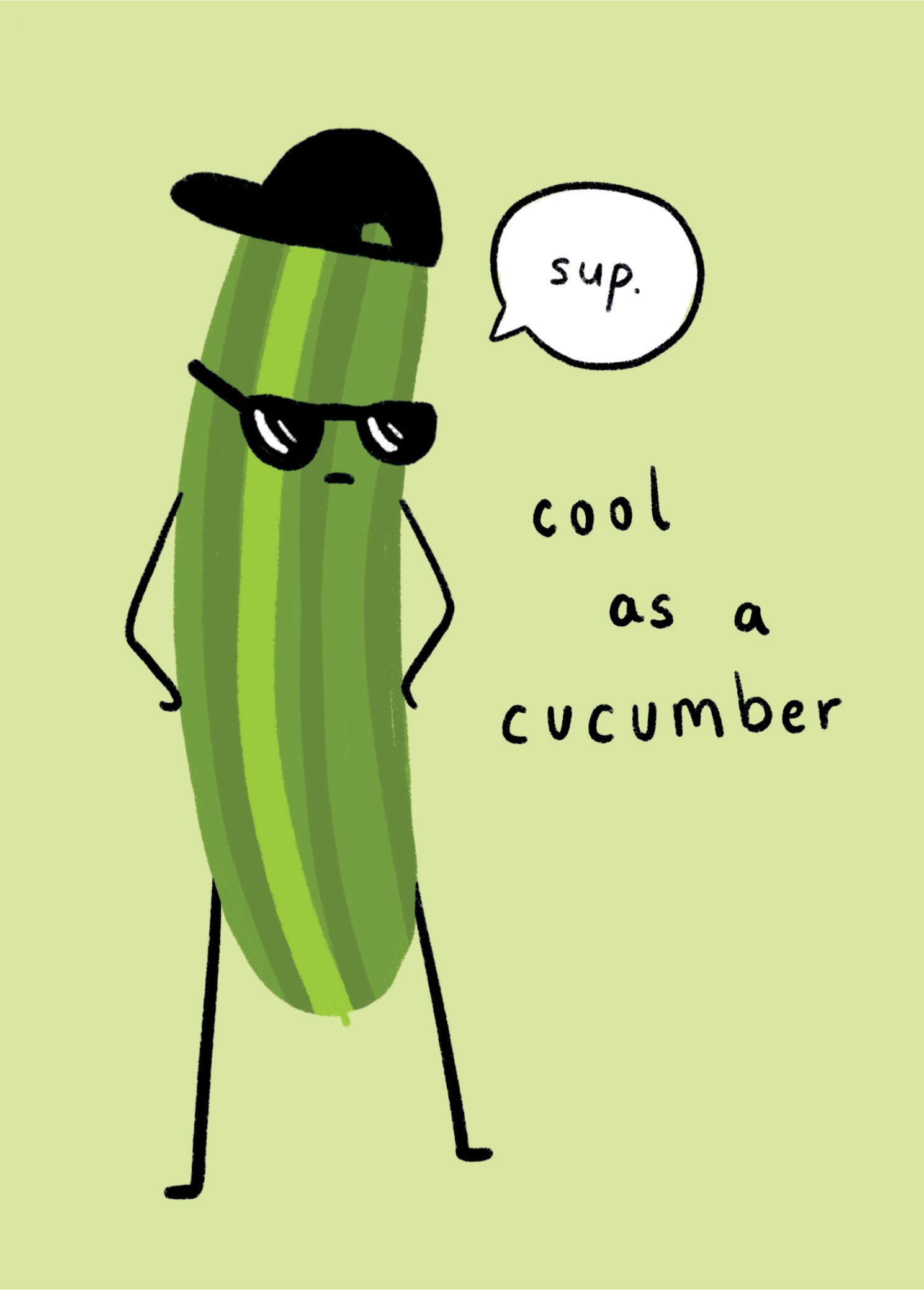 Scribbler "Sup" Cool As A Cucumber Funny Greeting Card – Love Kate's