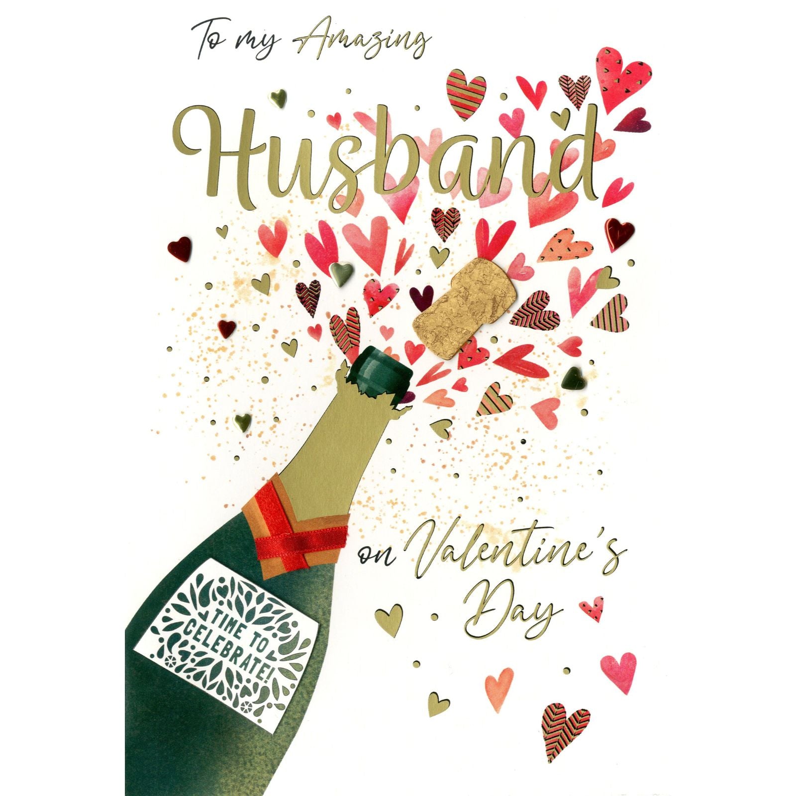 Magnifique Amazing Husband Embellished Valentine's Card Champagne Popp ...