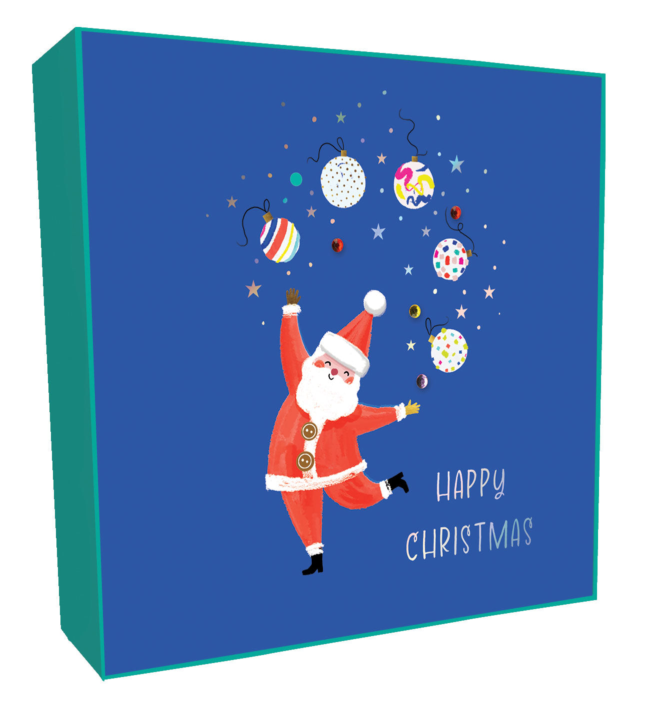 Box Of 6 Sparkle Santa Juggling Embellished Christmas Cards Xmas Card ...