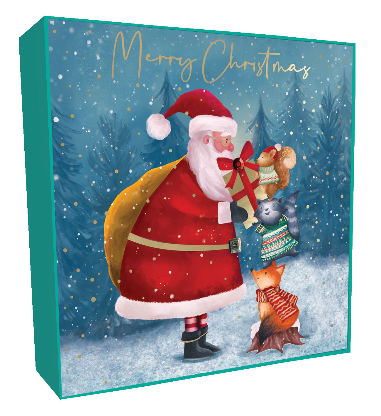 Box Of 6 Sparkle Santa & Animals Embellished Christmas Cards Xmas Card ...