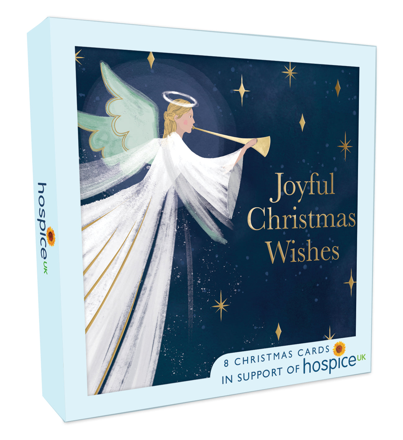 Box Of 8 Joyful Angel With Horn Hospice UK Charity Christmas Cards ...