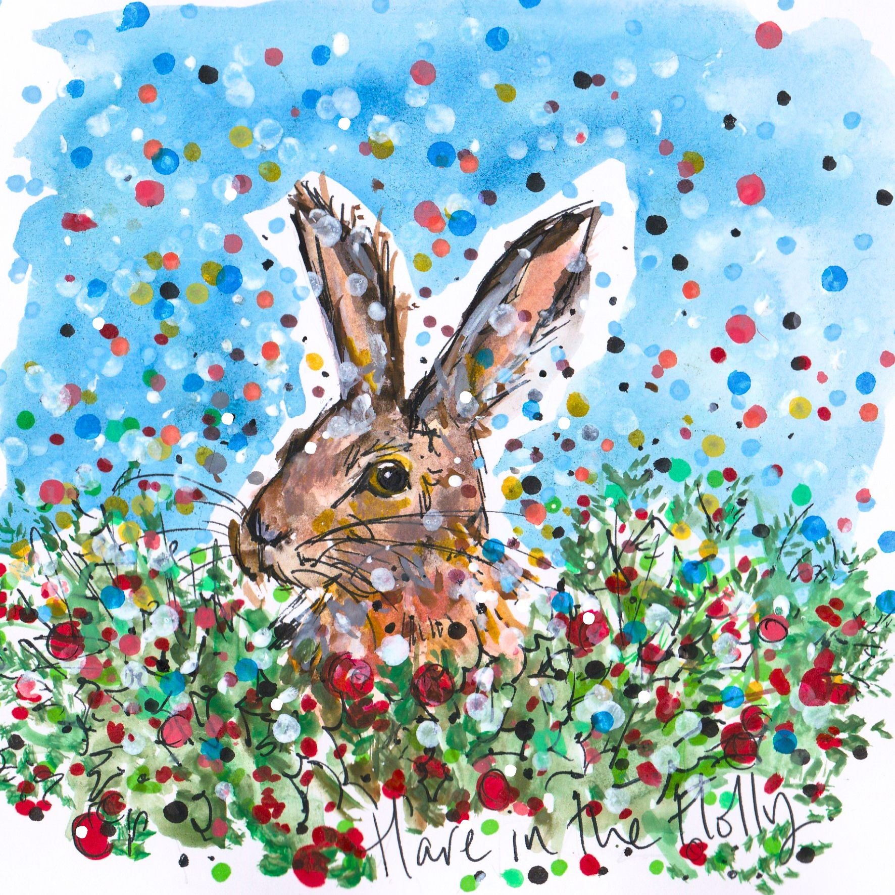 Tabitha Corbett 'Hare In The Holly' Festive Artistic Christmas Greetin ...