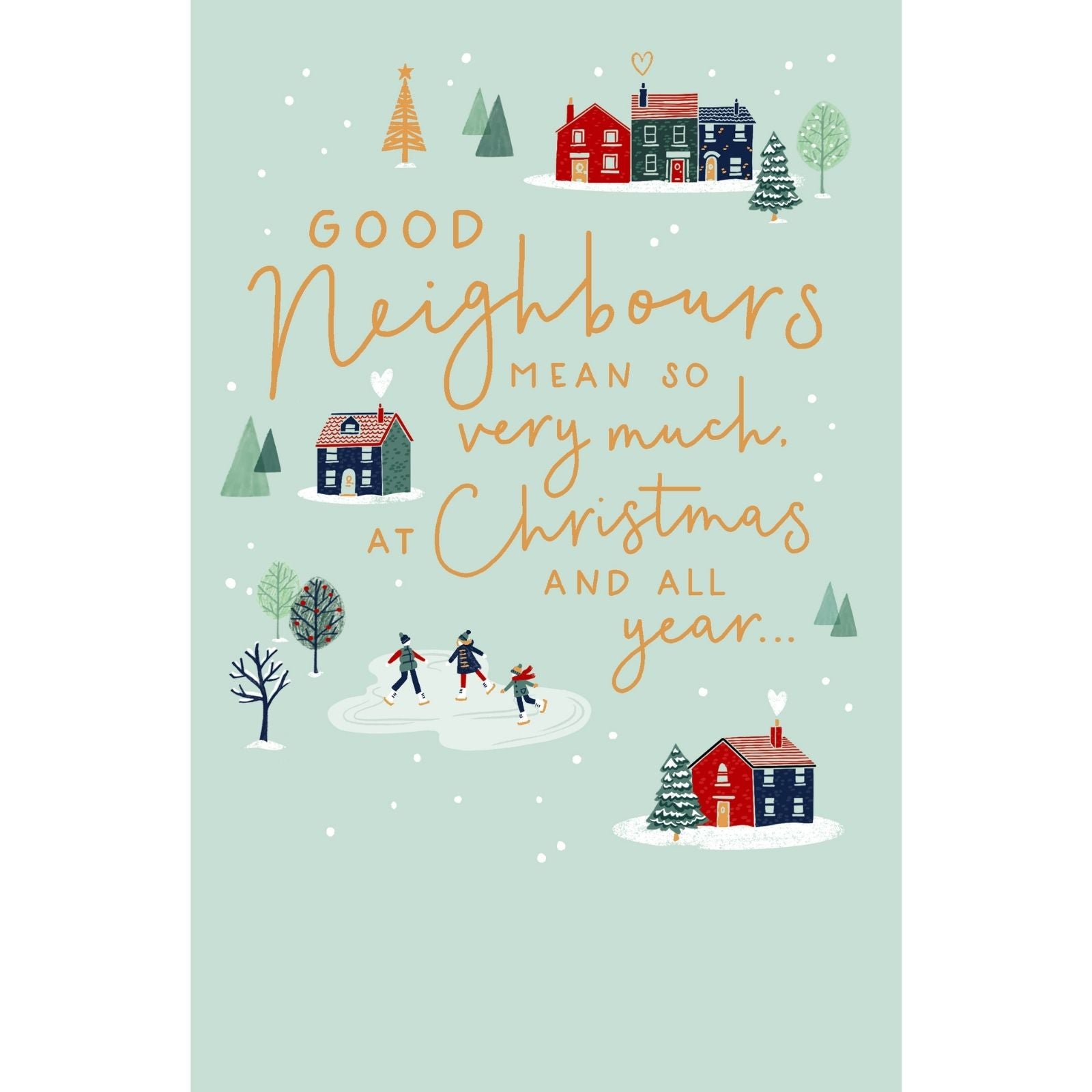 Good Neighbours Christmas Card Mean So Very Much Gold Foiled Xmas Gree ...