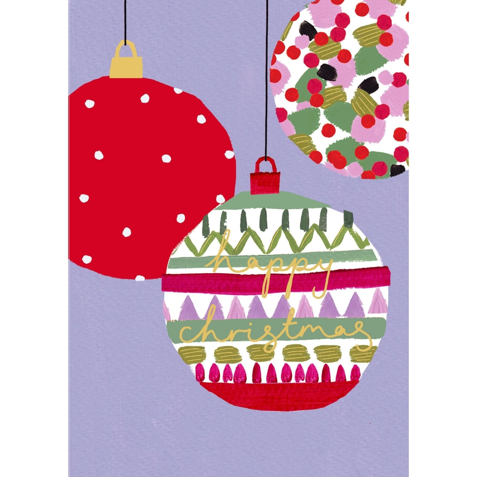Artistic Christmas Card Foiled Baubles Kindred Art Range Xmas Greeting ...