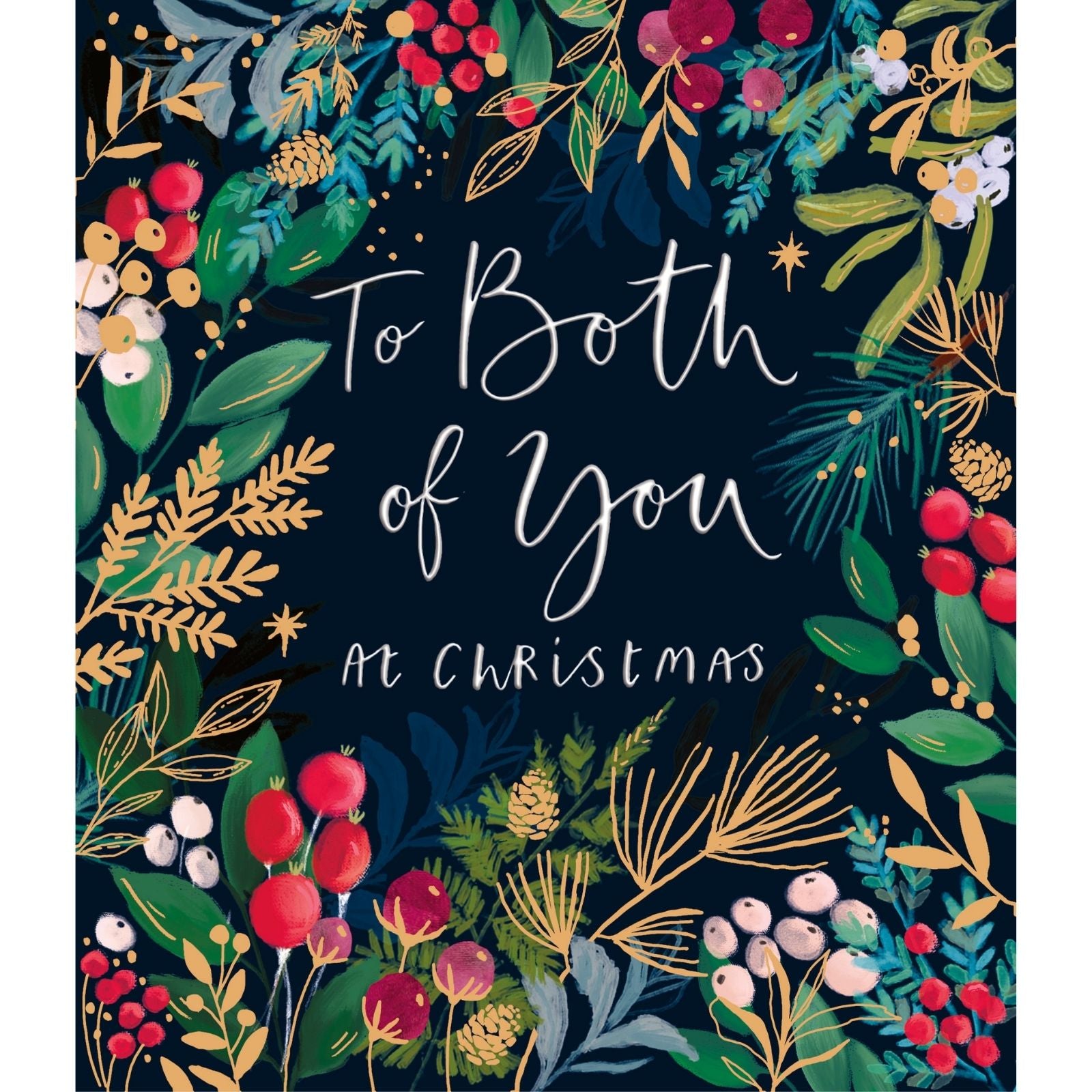 To Both Of You Christmas Card Gold Foiled Festive Foliage Couple Xmas ...