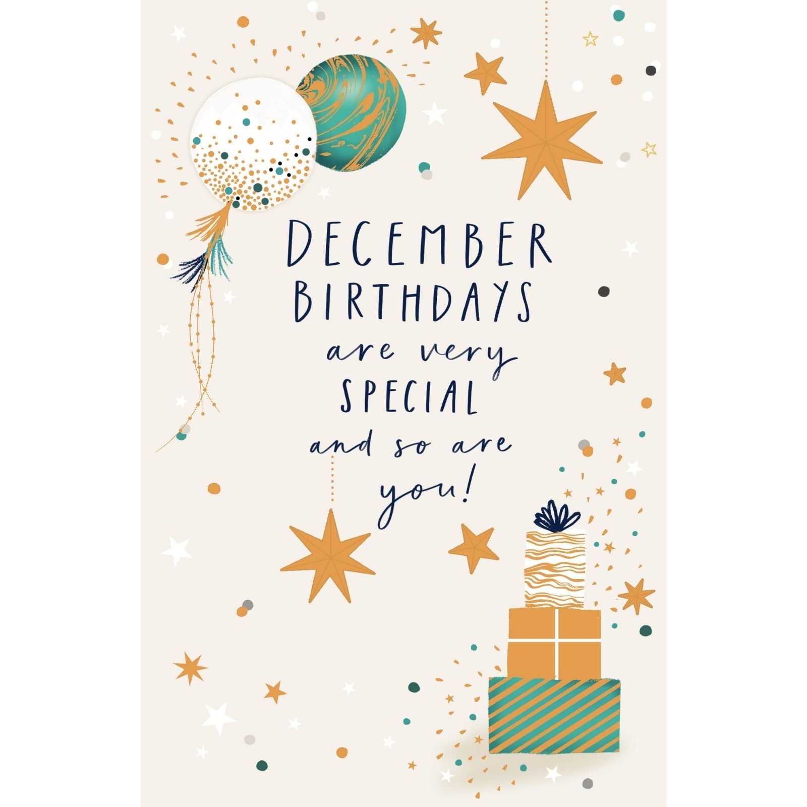 Birthday Card December Birthdays You Are Special Greeting Foiled Ballo ...