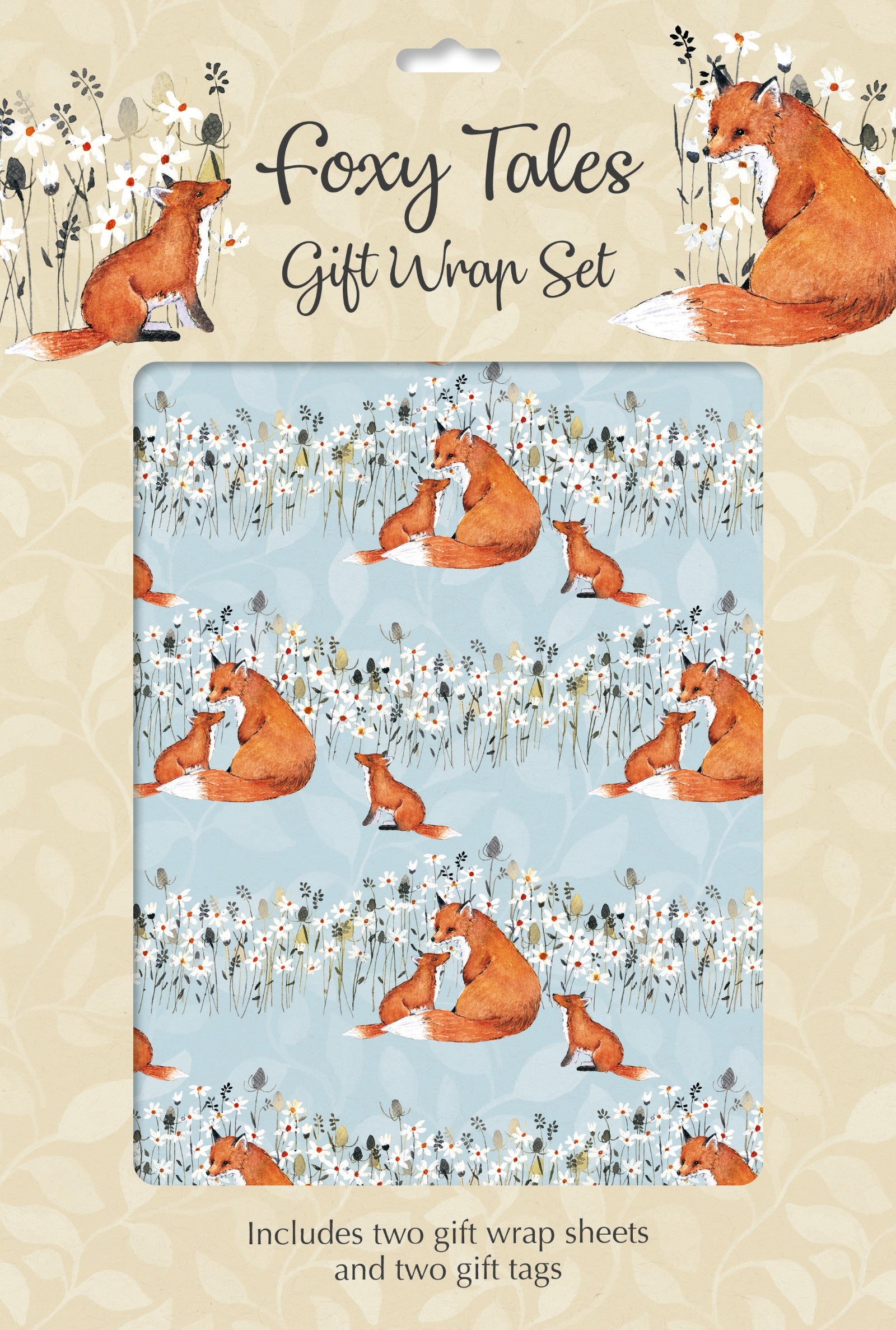 Gifted Stationery Gift Wrap Set Foxy Tails Design Wrapping Paper & Tag ...