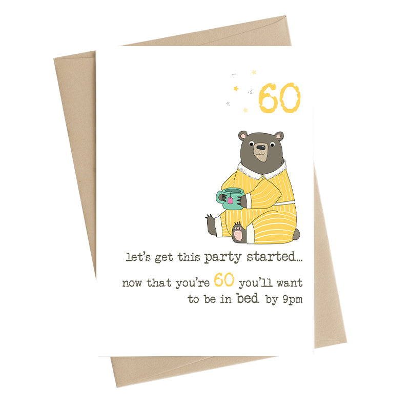 Bed By 9pm 60th Birthday Greeting Card – Love Kate's