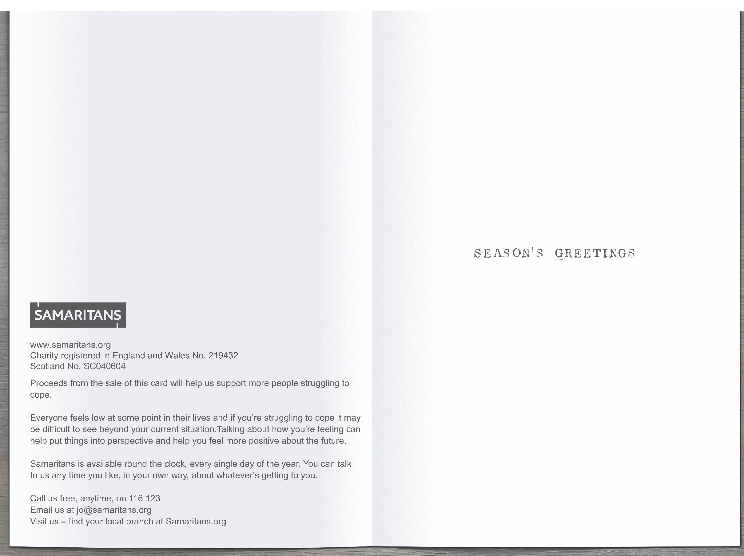 Box of 8 The Season To Be Jolly Samaritans Charity Christmas Cards ...