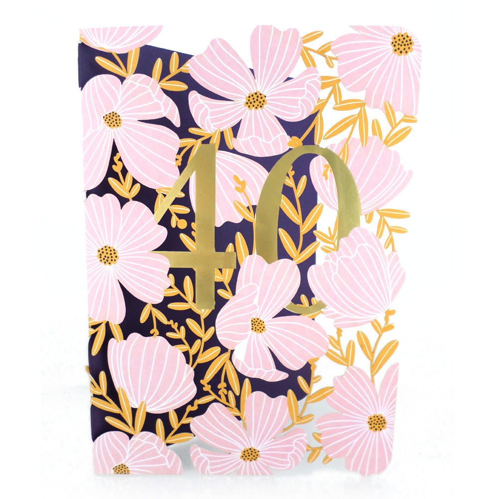 Paper Cut Art 40th Floral Laser Cut Birthday Greeting Card – Love Kate's