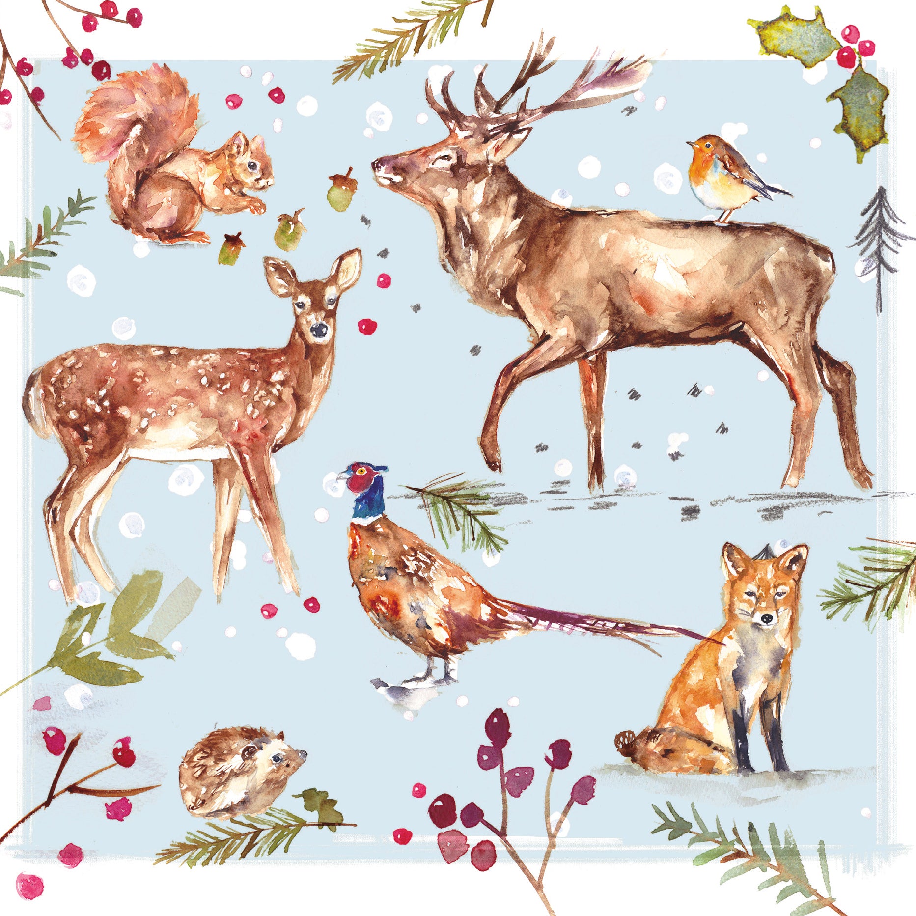 Pack of 8 Festive Woodland Wildlife Charity Christmas Cards – Love Kate's