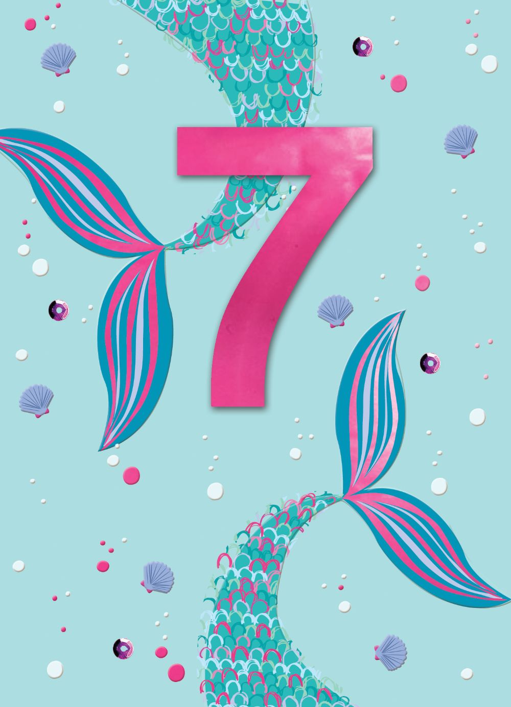 Girls 7th Birthday Mermaid Embellished Birthday Greeting Card – Love Kate's