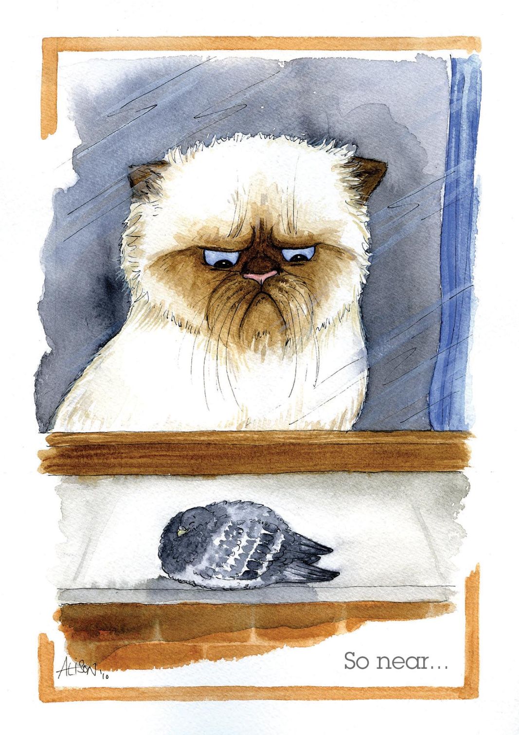 Grumpy Cat So Near... Alison's Animals Cartoon Greeting Card – Love Kate's