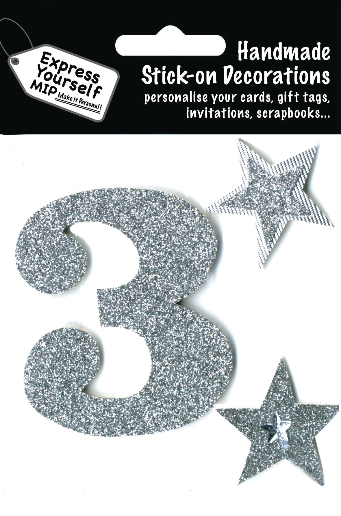 Silver Large Number 3 DIY Greeting Card Toppers – Love Kate's