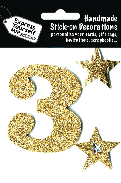 Gold Large Number 3 DIY Greeting Card Toppers – Love Kate's