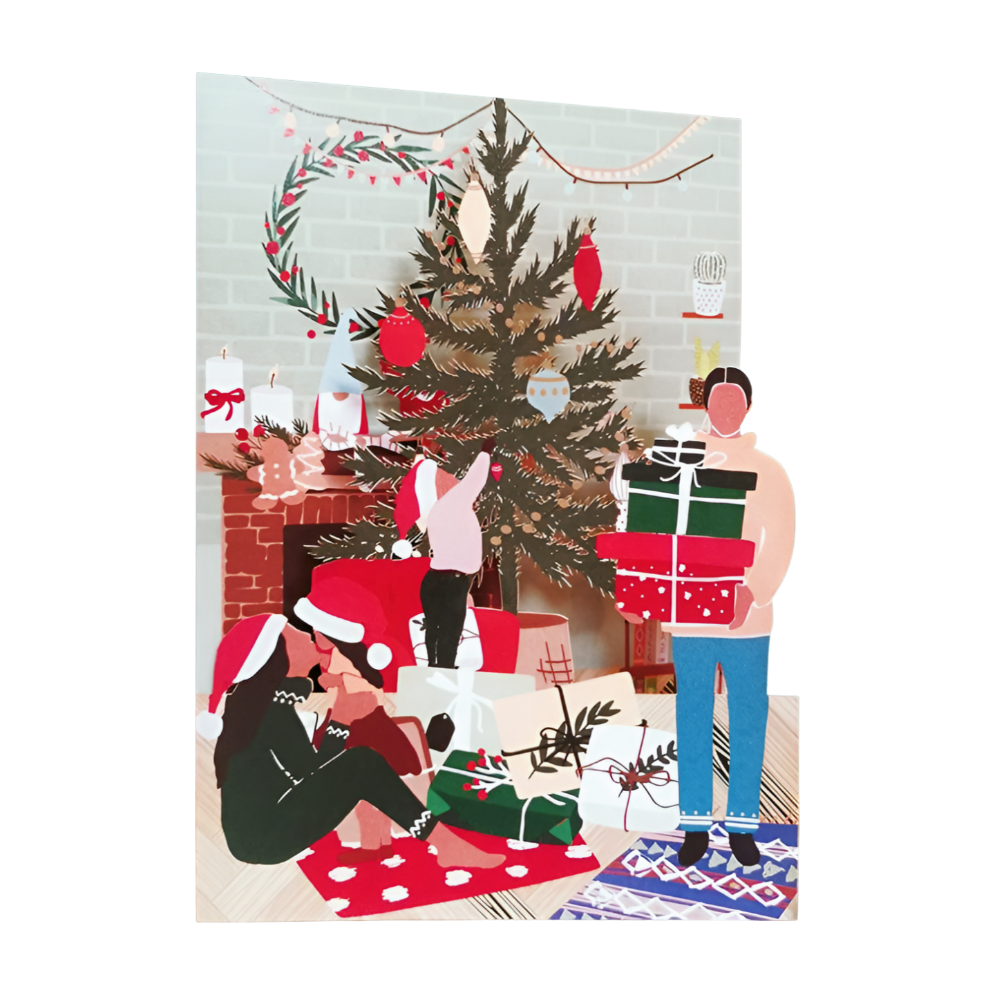 Paper Cut Art Celebrate Christmas Morning Christmas Greeting Card ...