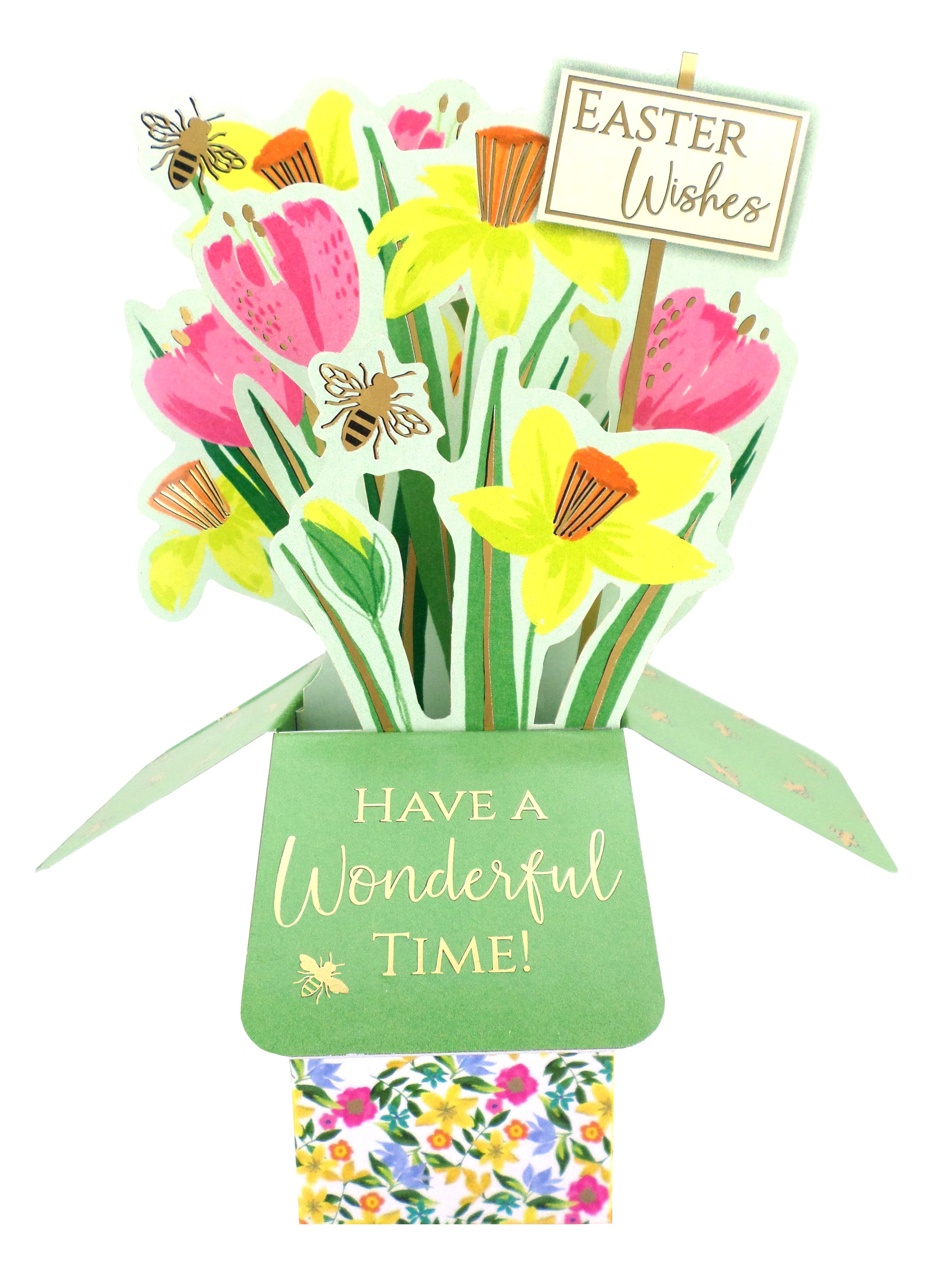 Clever Cube Easter Wishes Buzzing Blooms Pop Up Easter Greeting Card ...