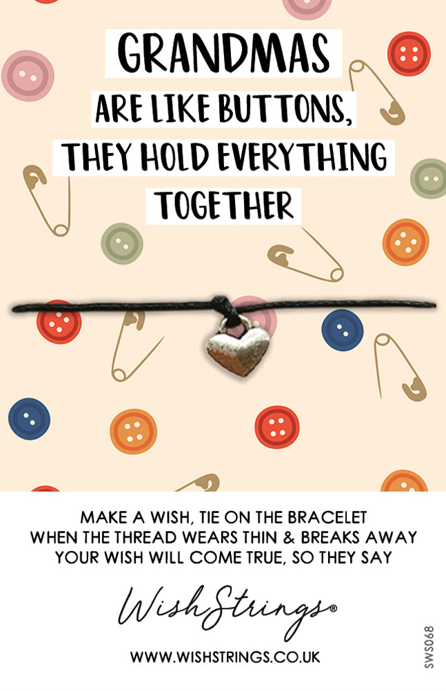 Grandmas Are Like Buttons Wish String Bracelet With Lucky Charm – Love ...