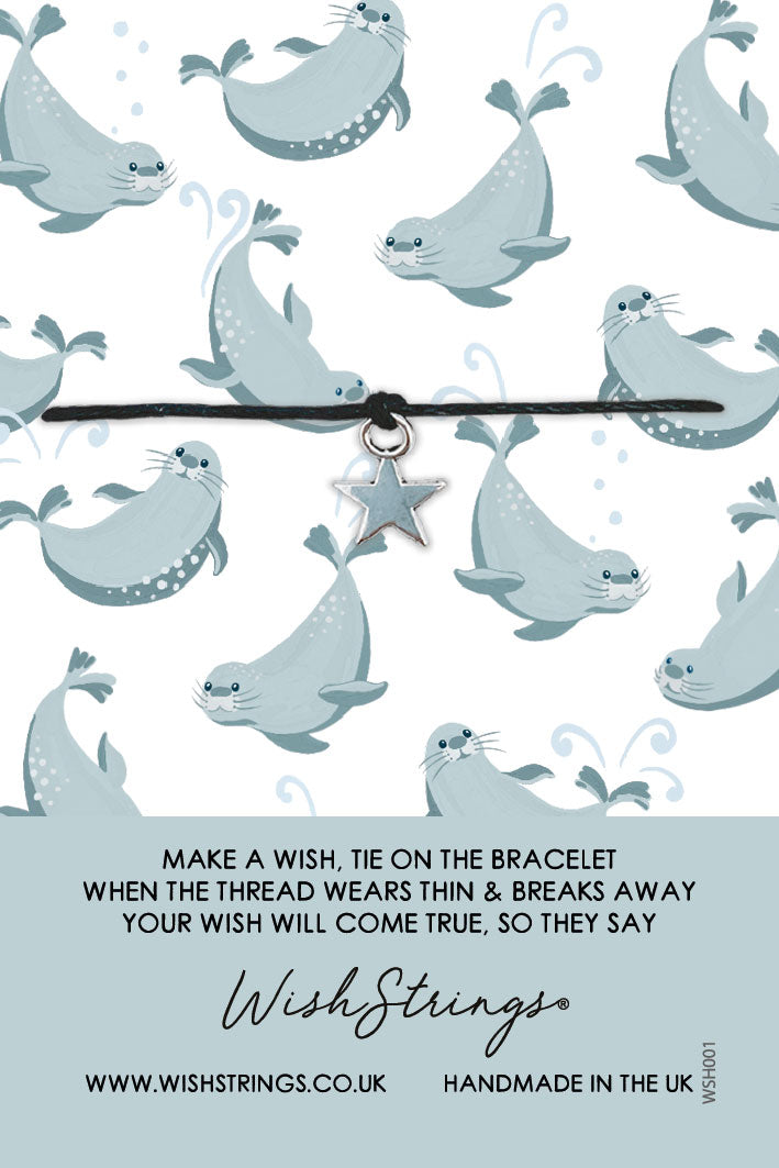 Cute Seals Silver Star Wish String Bracelet With Lucky Charm – Love Kate's