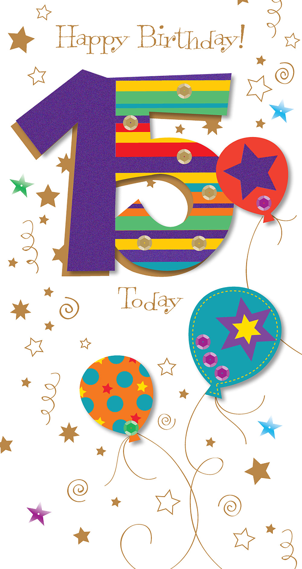 Teens 15th Birthday 15 Today Embellished Greeting Card – Love Kate's